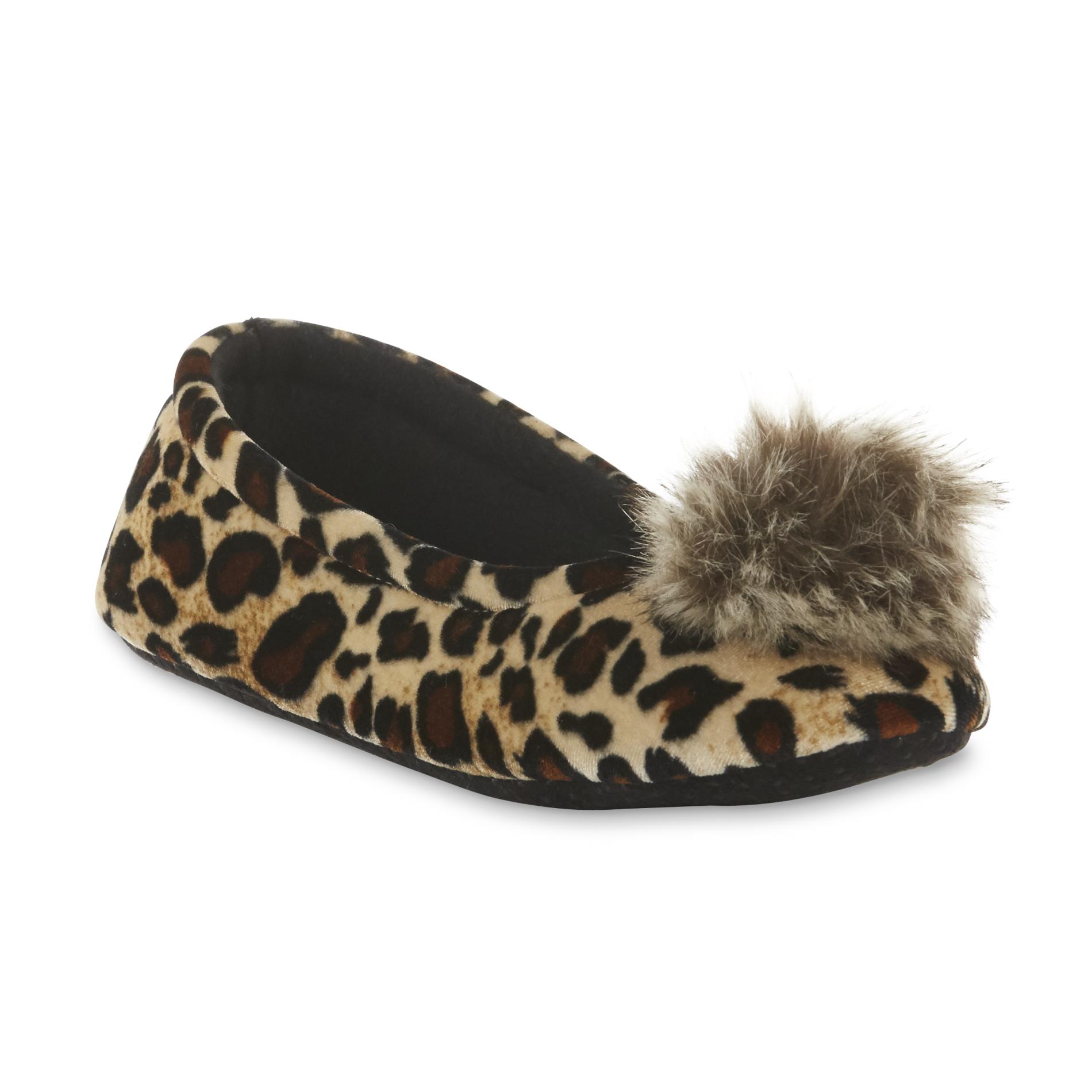 Joe Boxer Women's Brown/Tan Leopard Print Ballet Slipper