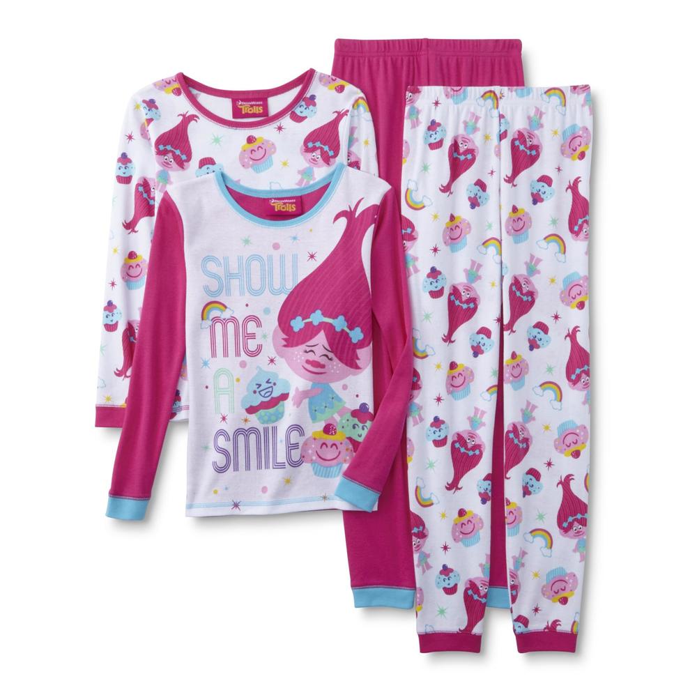 Dreamworks Trolls Girls' 2-Pairs Long-Sleeve Pajamas