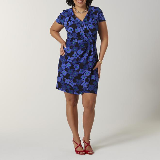 Simply Emma Women's Plus Wrap Dress - Floral