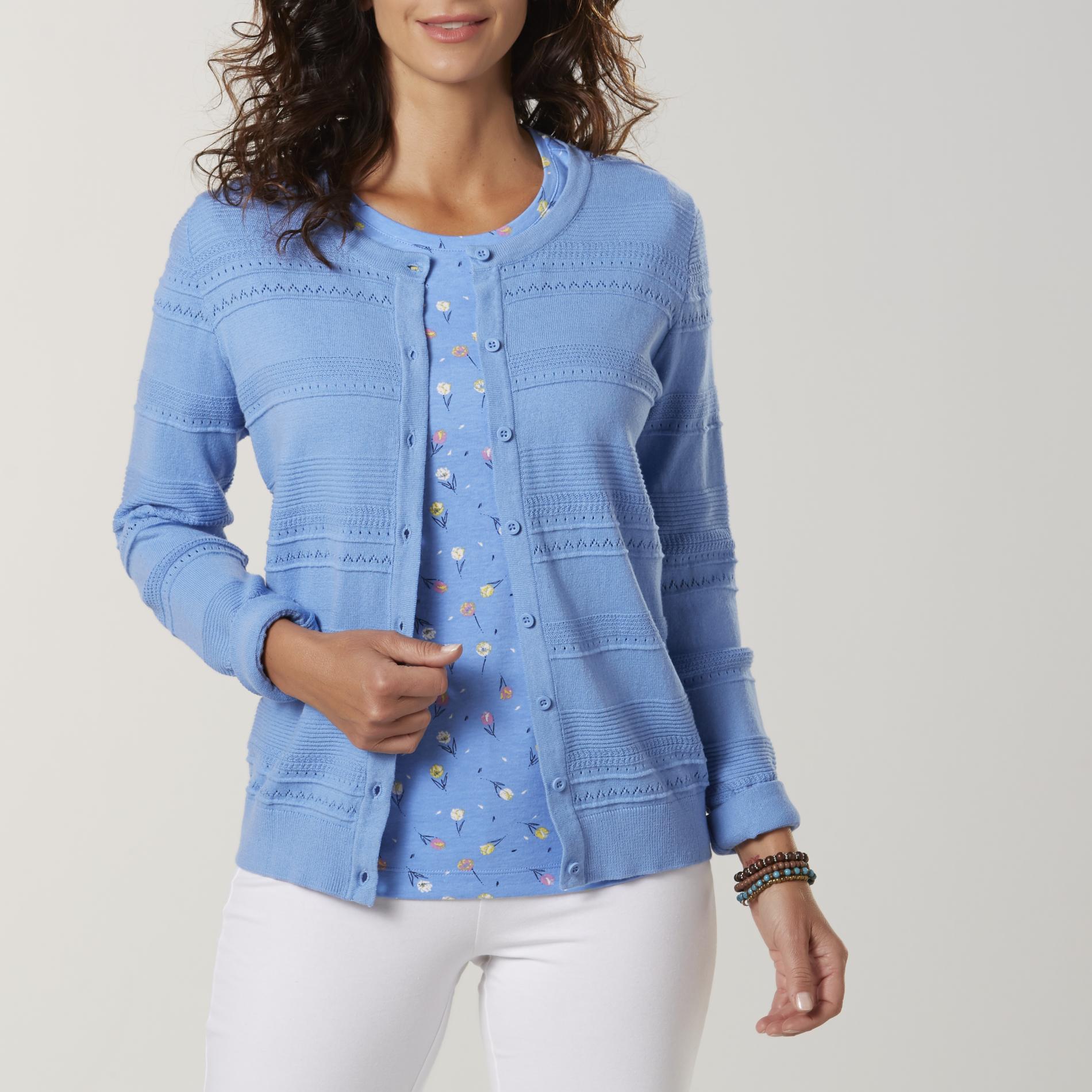 Laura Scott Women's Pointelle Cardigan