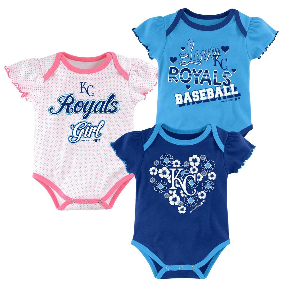 MLB Newborn & Infant Girls'3-Pack Bodysuits - Kansas City Royals
