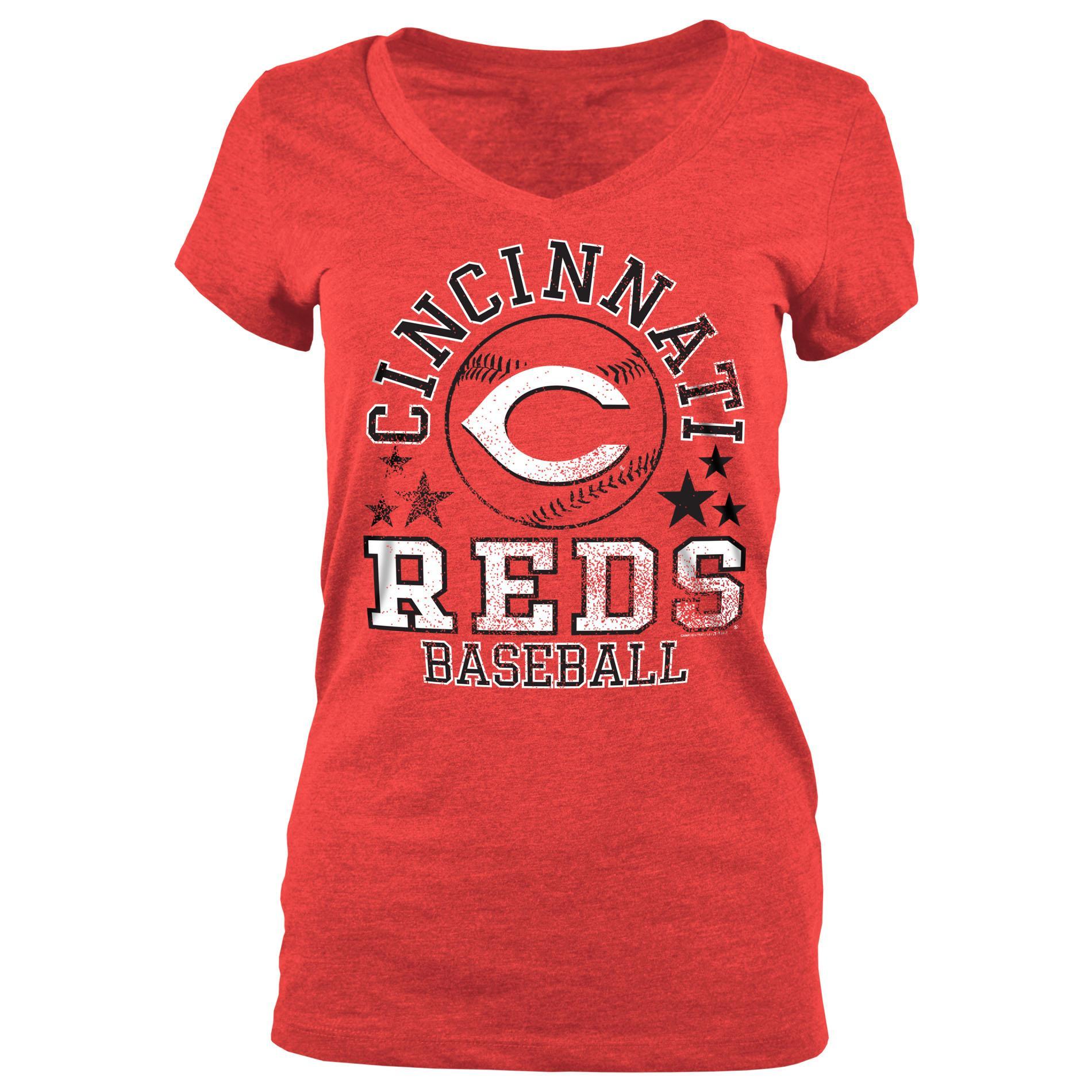 MLB Women's V-Neck T-Shirt - Cincinnati Reds