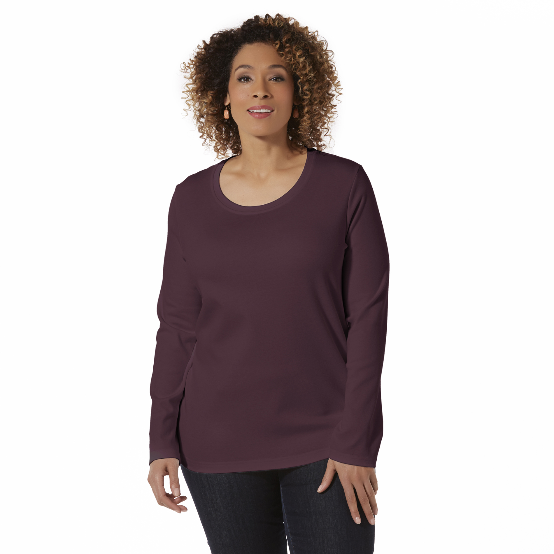 Basic Editions Women's Plus Long-Sleeve T-Shirt