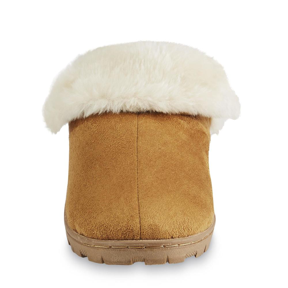 Joe Boxer Women's Cozy Shortie Tan Fleece-Lined Slipper