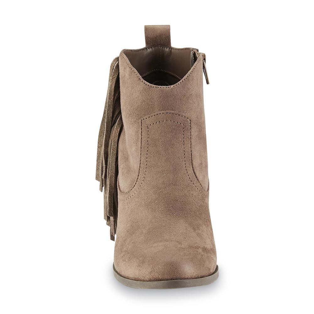 Bongo Women's Willow Taupe Fringe Western Ankle Bootie