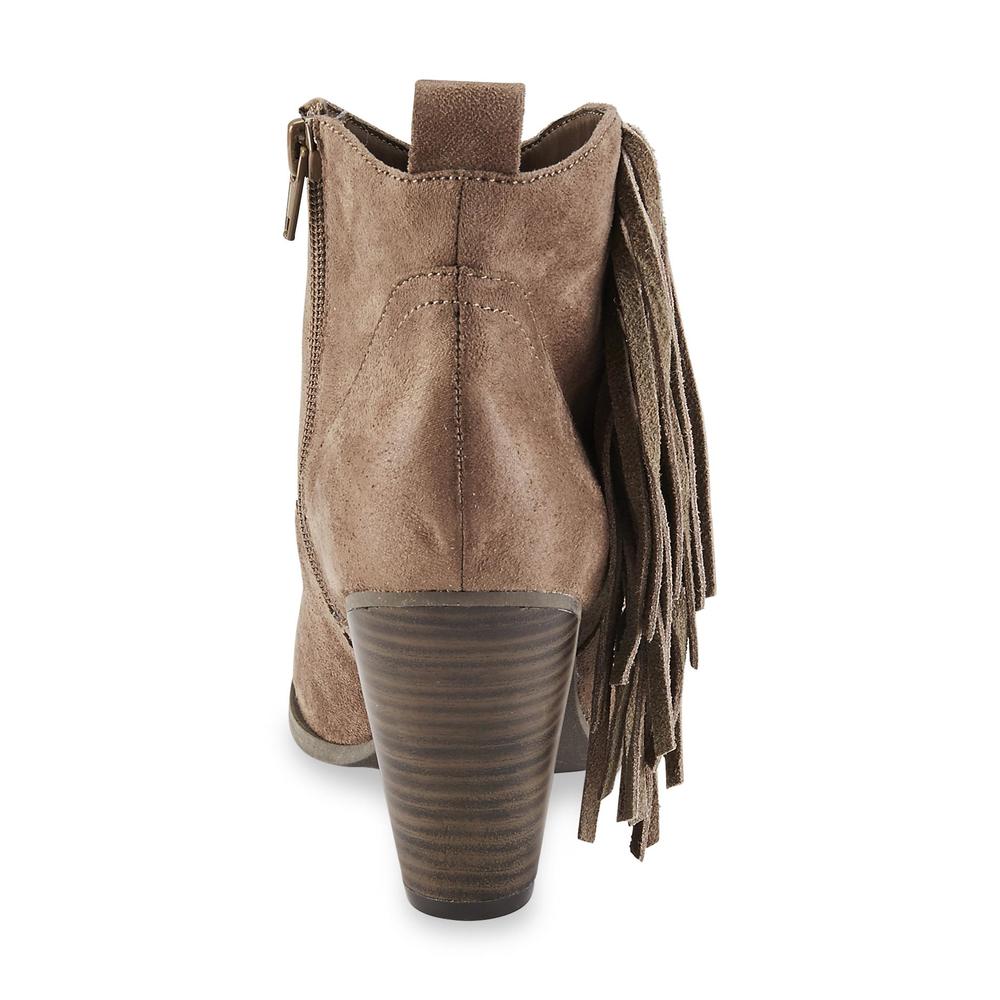 Bongo Women's Willow Taupe Fringe Western Ankle Bootie