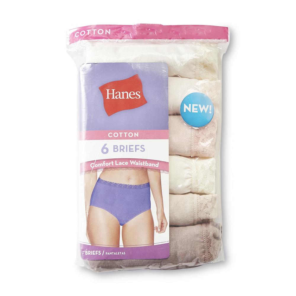 Hanes Womens 6 Pack Lace Waistband Brief Panties