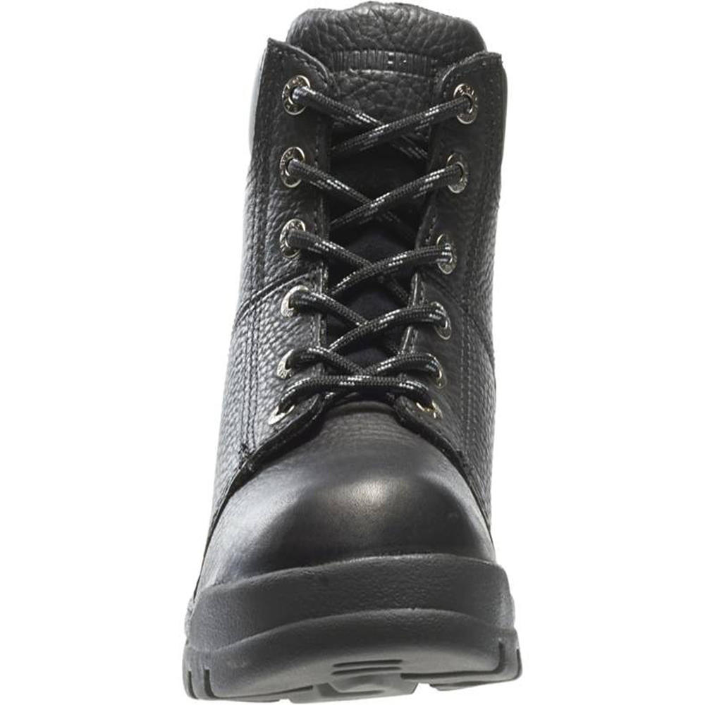 Men's Black Leather Slip-Resistant Work Boots