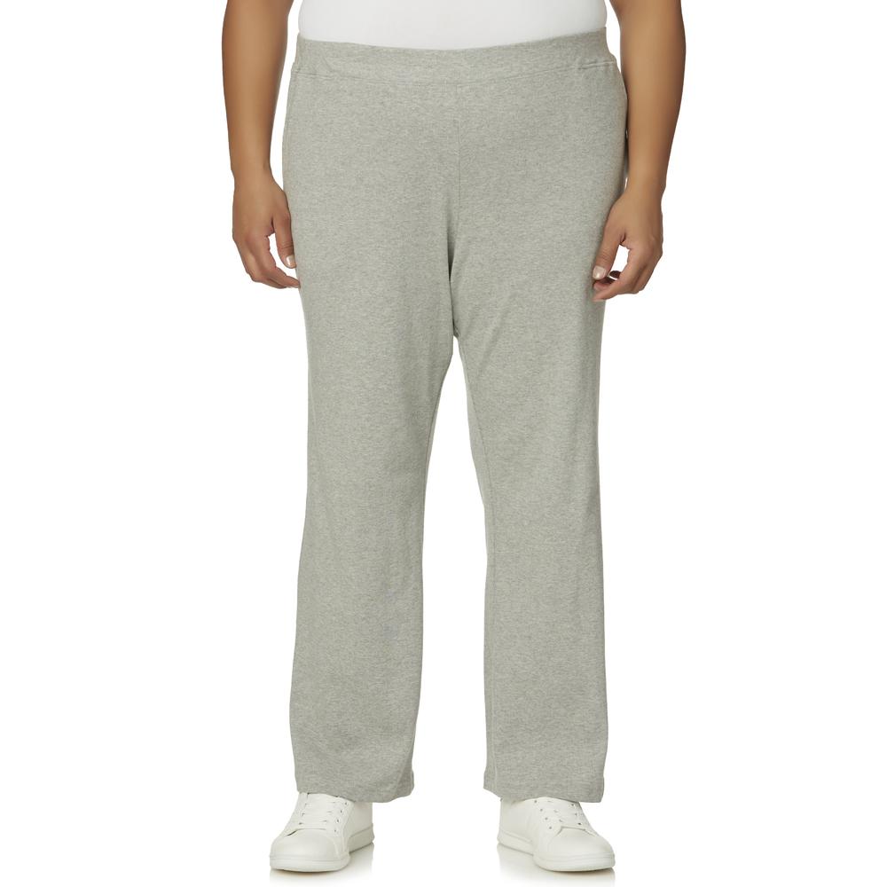 Basic Editions Women's Plus Knit Pants - Heathered