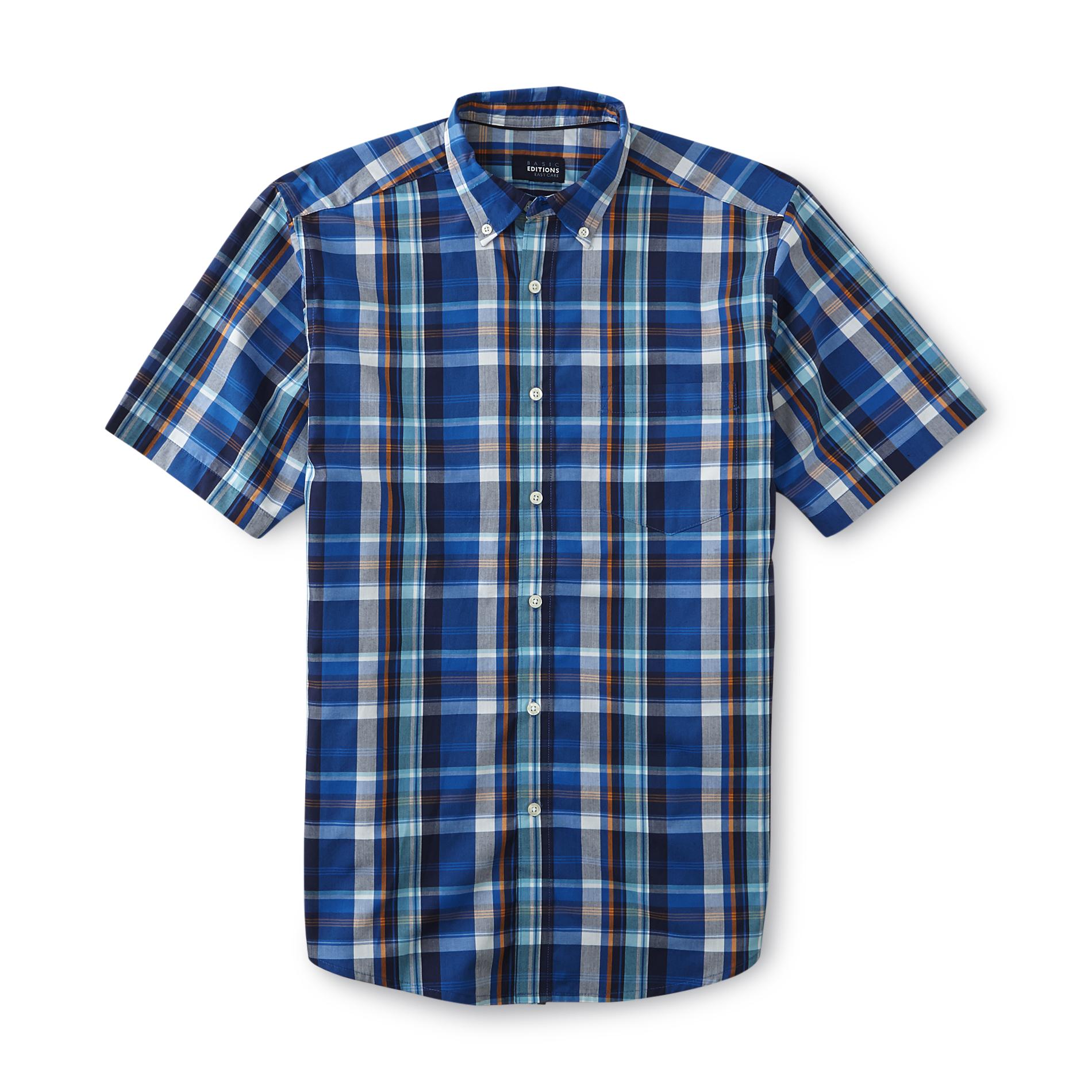 Basic Editions Men's Big & Tall Easy Care Short-Sleeve Shirt - Plaid
