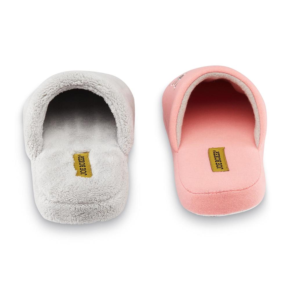 Joe Boxer Women's 2-Pairs Melanie Gray/Love Plush Slipper