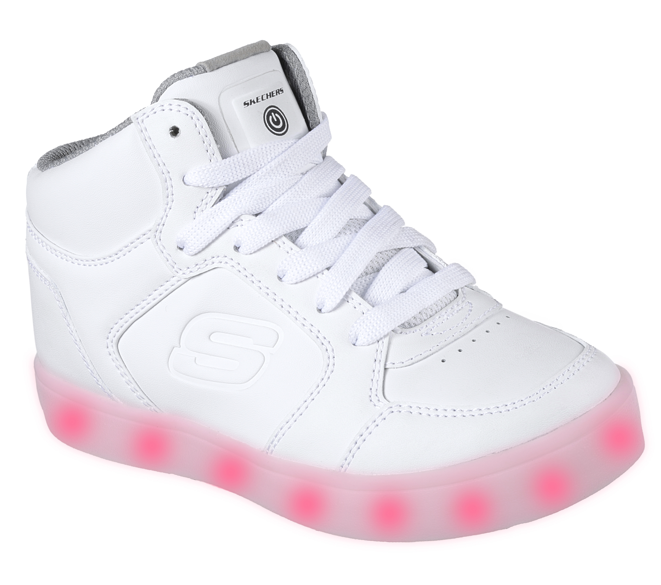 Skechers Boys' S Lights Energy Lights Light-Up High-Top Sneaker - White