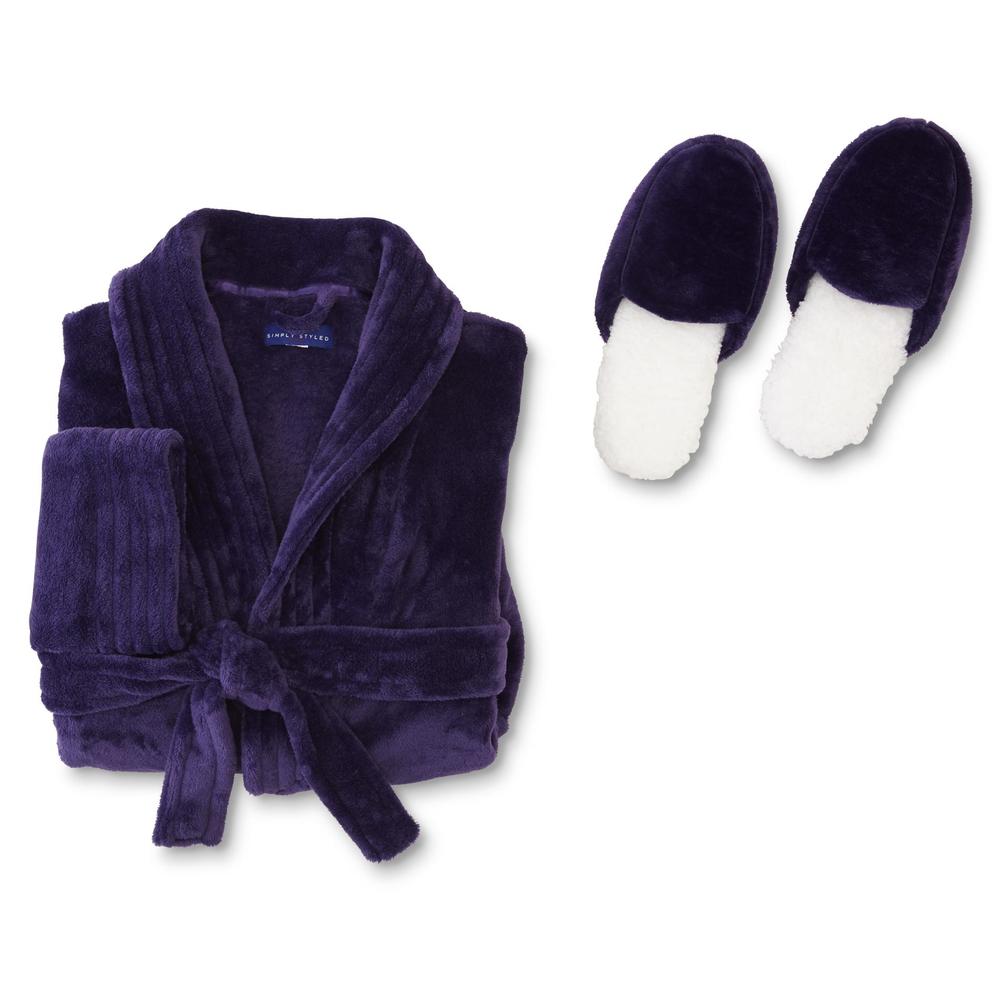 Simply Styled Women's Fleece Robe & Slippers