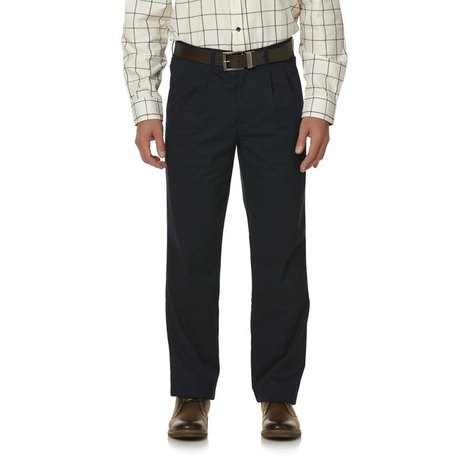 Basic Editions Men's Big & Tall Twill Pleated Pants