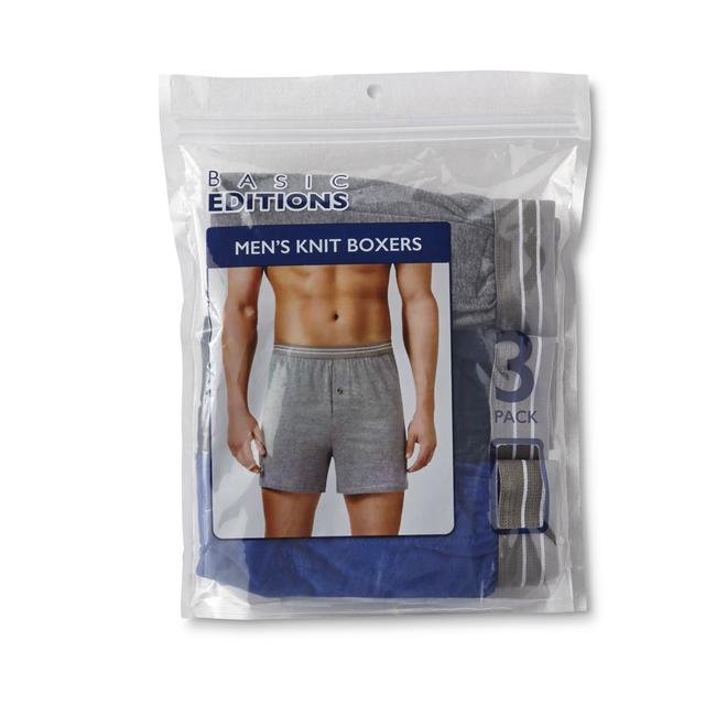 Basic Editions Men's Big and Tall 3-Pack Knit Boxer Shorts