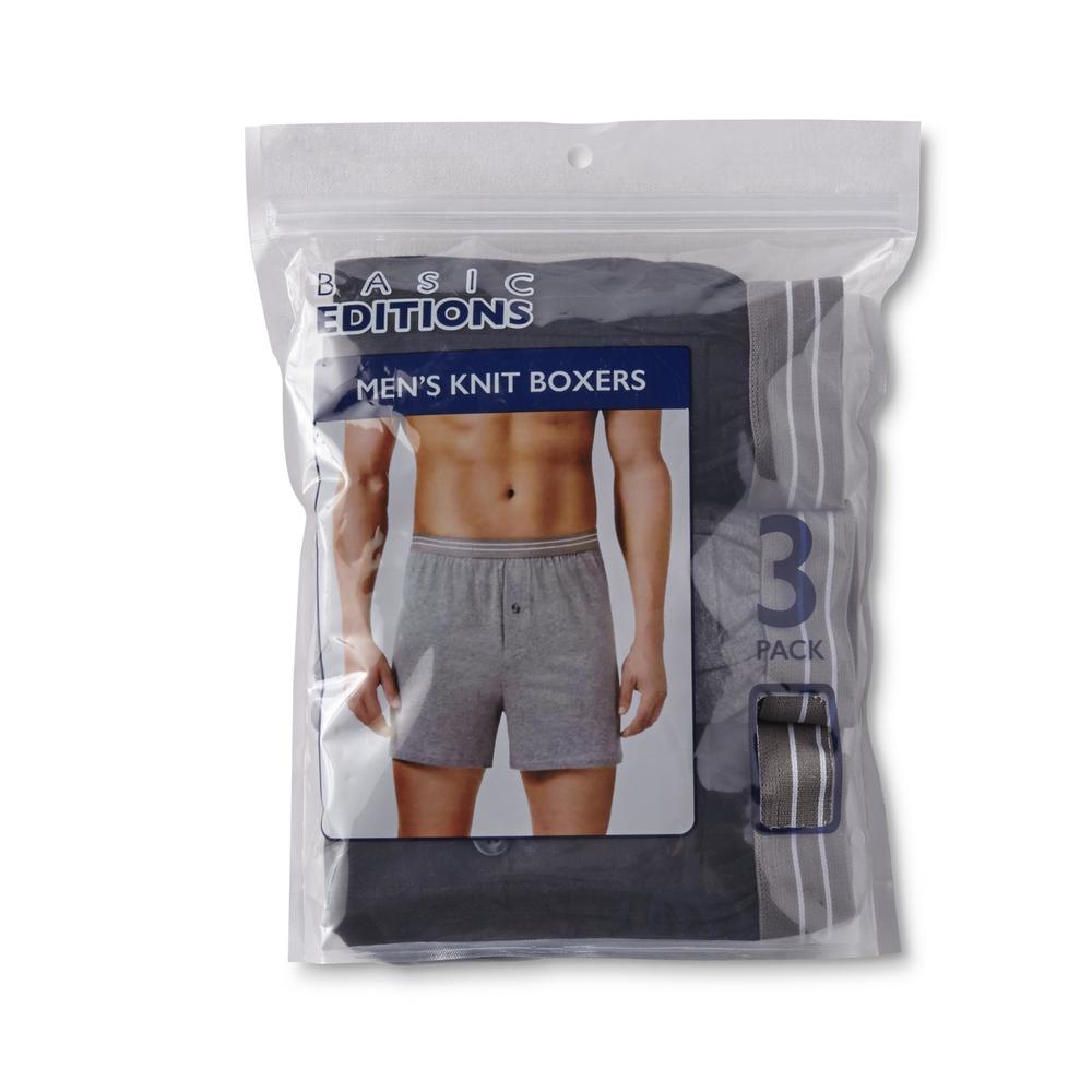 Basic Editions Men's 3-Pack Knit Boxer Shorts