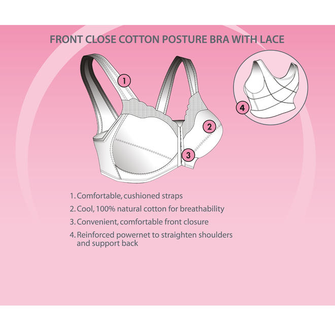 Exquisite Form Fully® Front Close Cotton Posture Bra with Lace -5100531