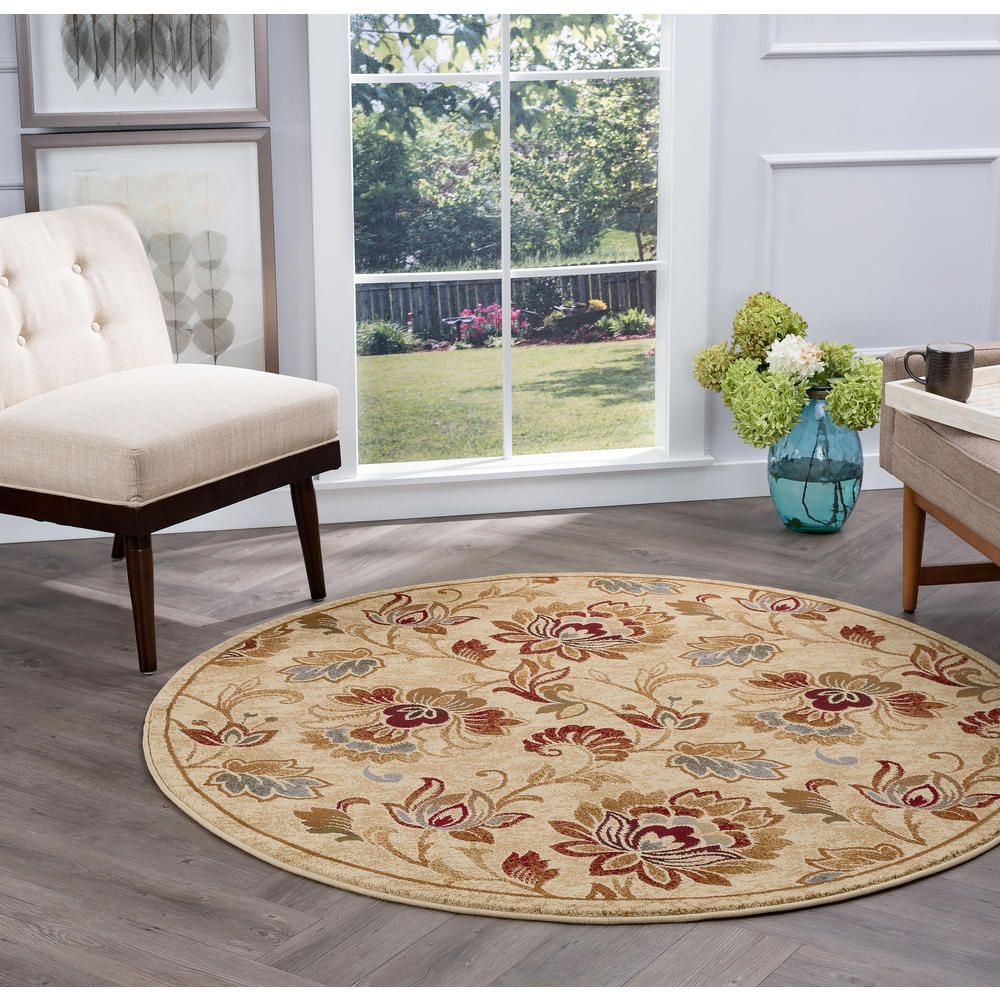 Tayse Rugs Festival Courtney Floral Area Rug - 5'3'' Round