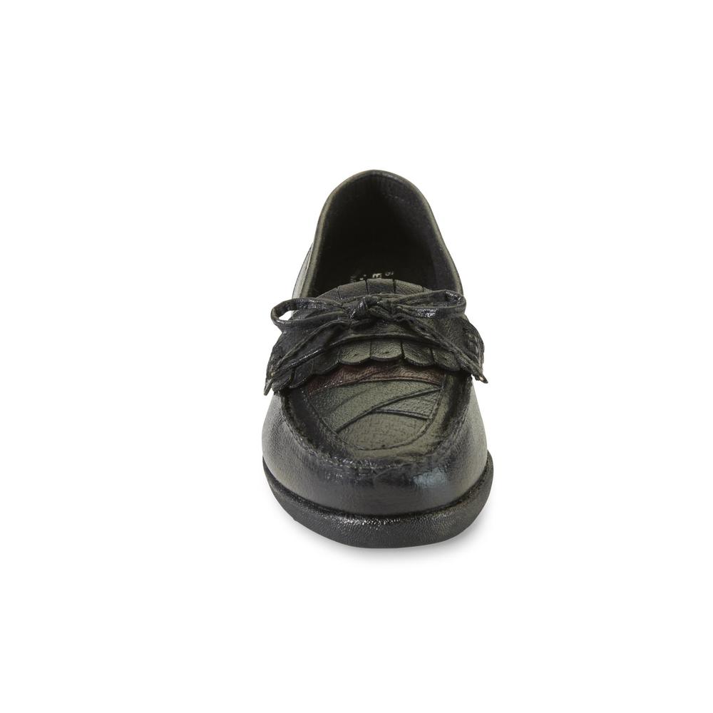 Basic Editions Women's Eloise Black/Multicolor Leather Comfort Moccasin ...