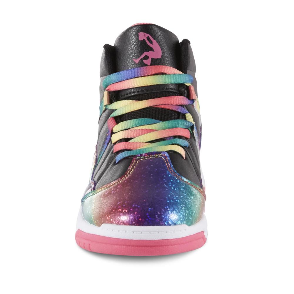 Shaq Girls' Classic High-Top Sneaker - Black/Rainbow