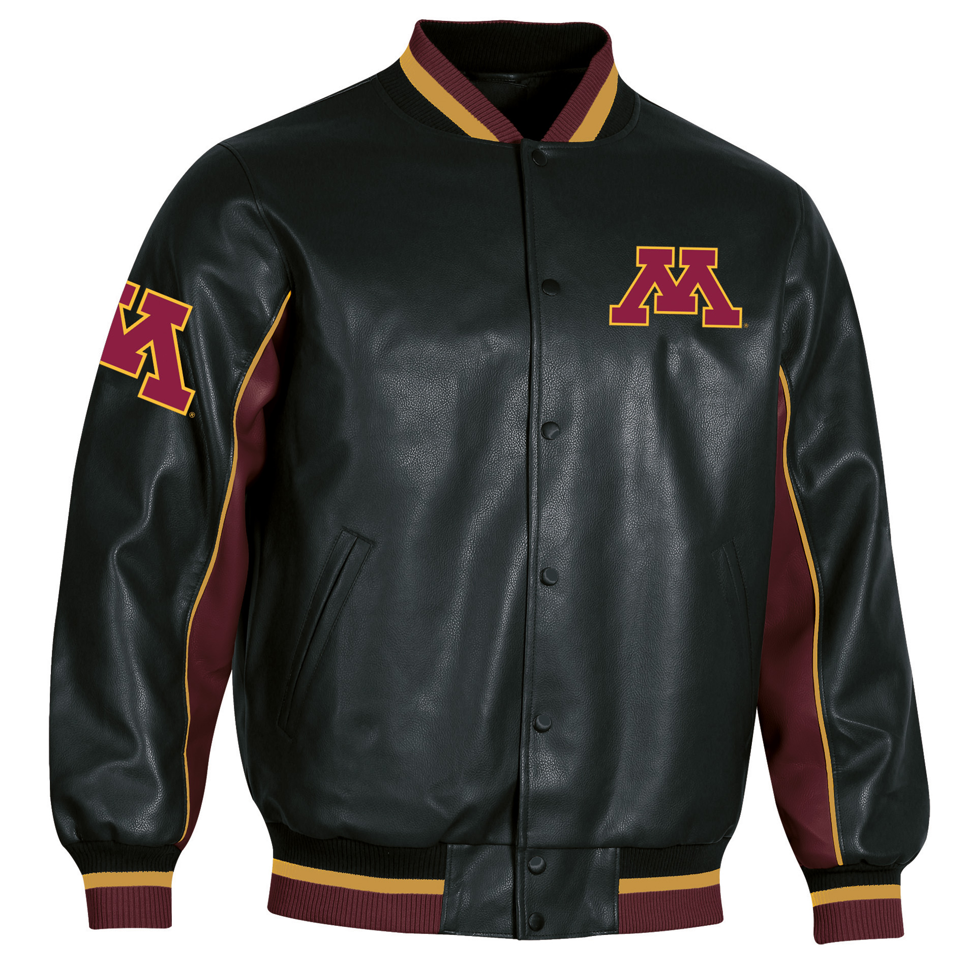 NCAA Men’s Color-Block Pleather Jacket - Minnesota Golden Gophers