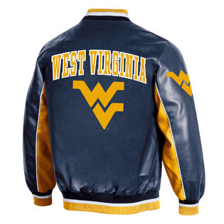 NCAA Men’s Color-Block Pleather Jacket - West Virginia Mountaineers