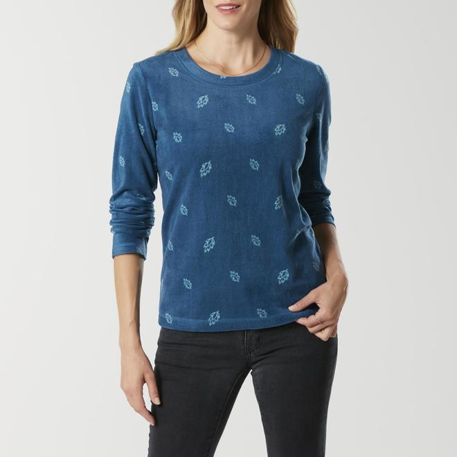Basic Editions Women's Microfleece Top - Leaves