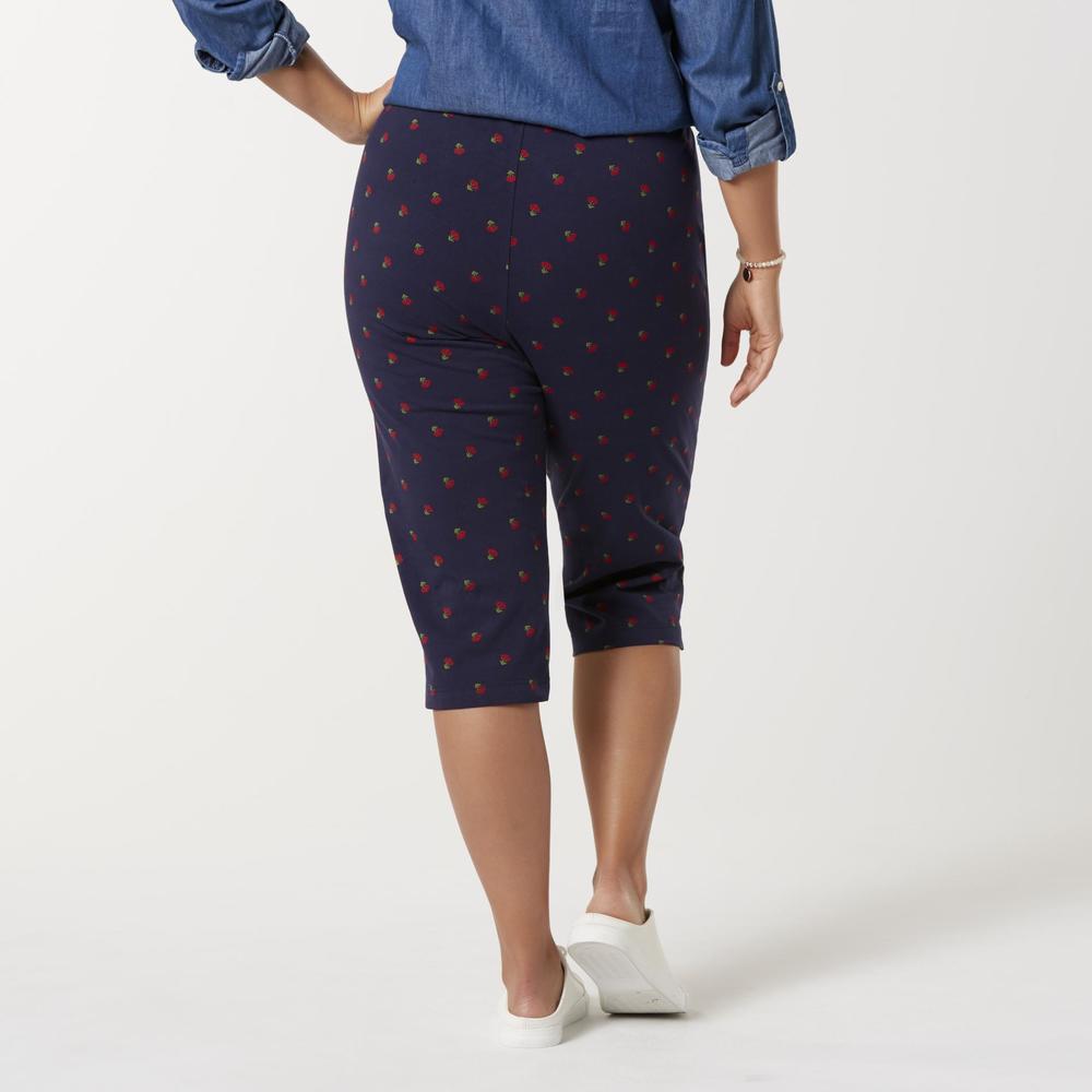 Basic Editions Women's Plus Capri Leggings - Cherry