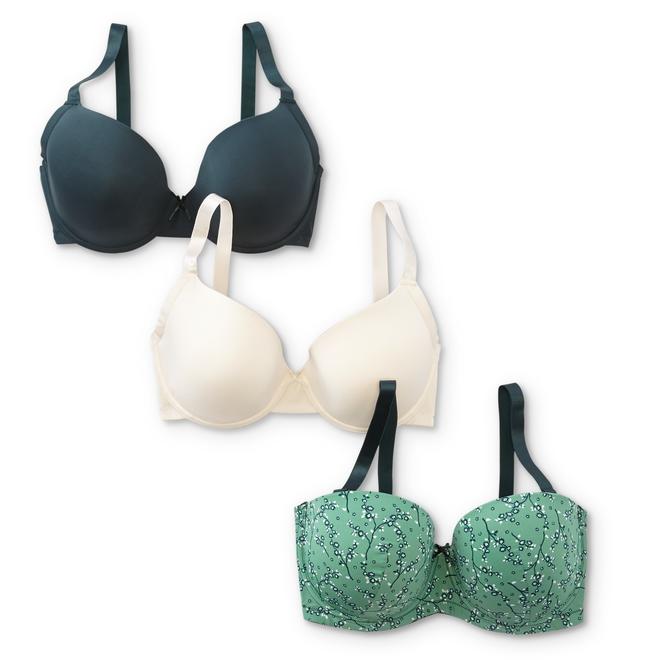Women's Full Figure 3-Pack T-Shirt Bras - Solid & Geometric