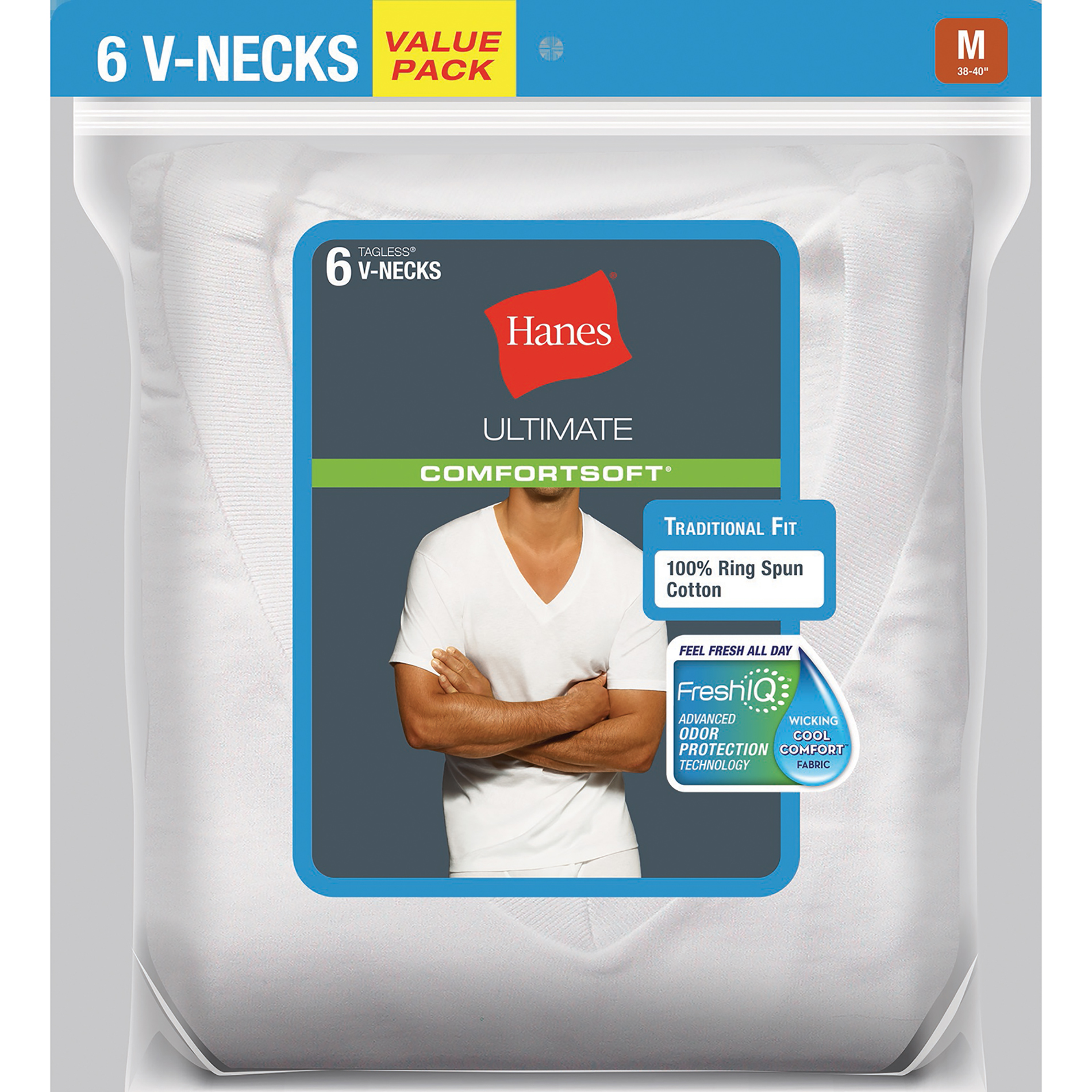Hanes 6-Pack Men's ComfortSoft V-Neck T-Shirts