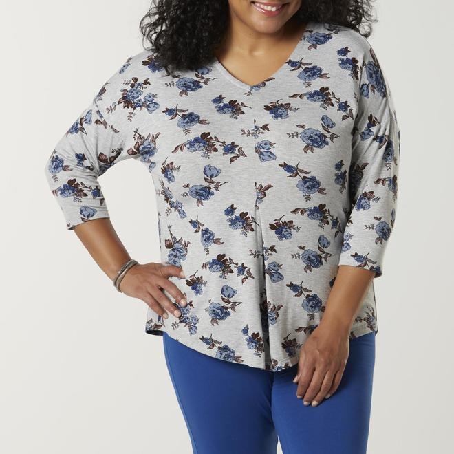 Basic Editions Women's Plus Tunic - Floral