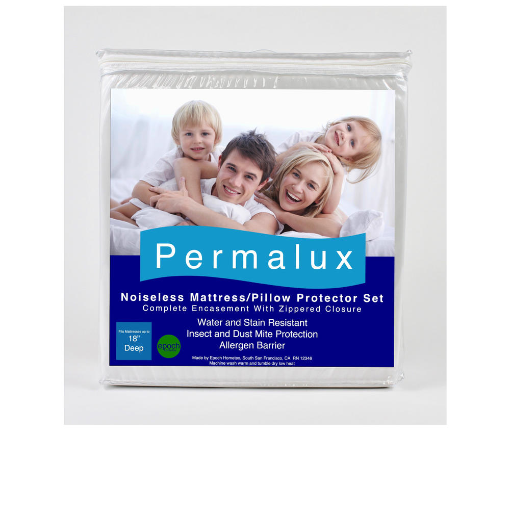 Permalux 3-Piece Waterproof Encasement Complete Bed Protector Set ...