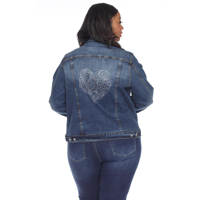 White Mark Plus Size Embellished Denim Jacket