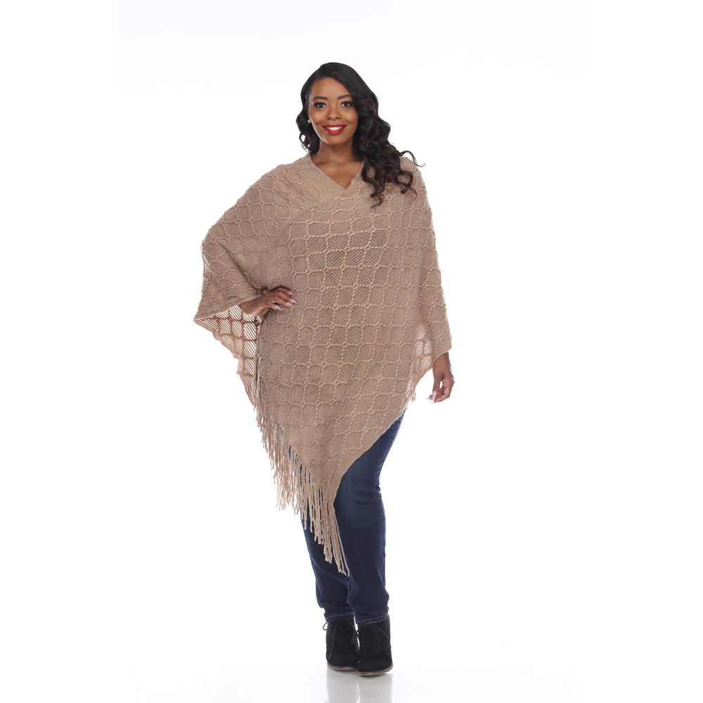 White Mark Plus Size Fringe Poncho