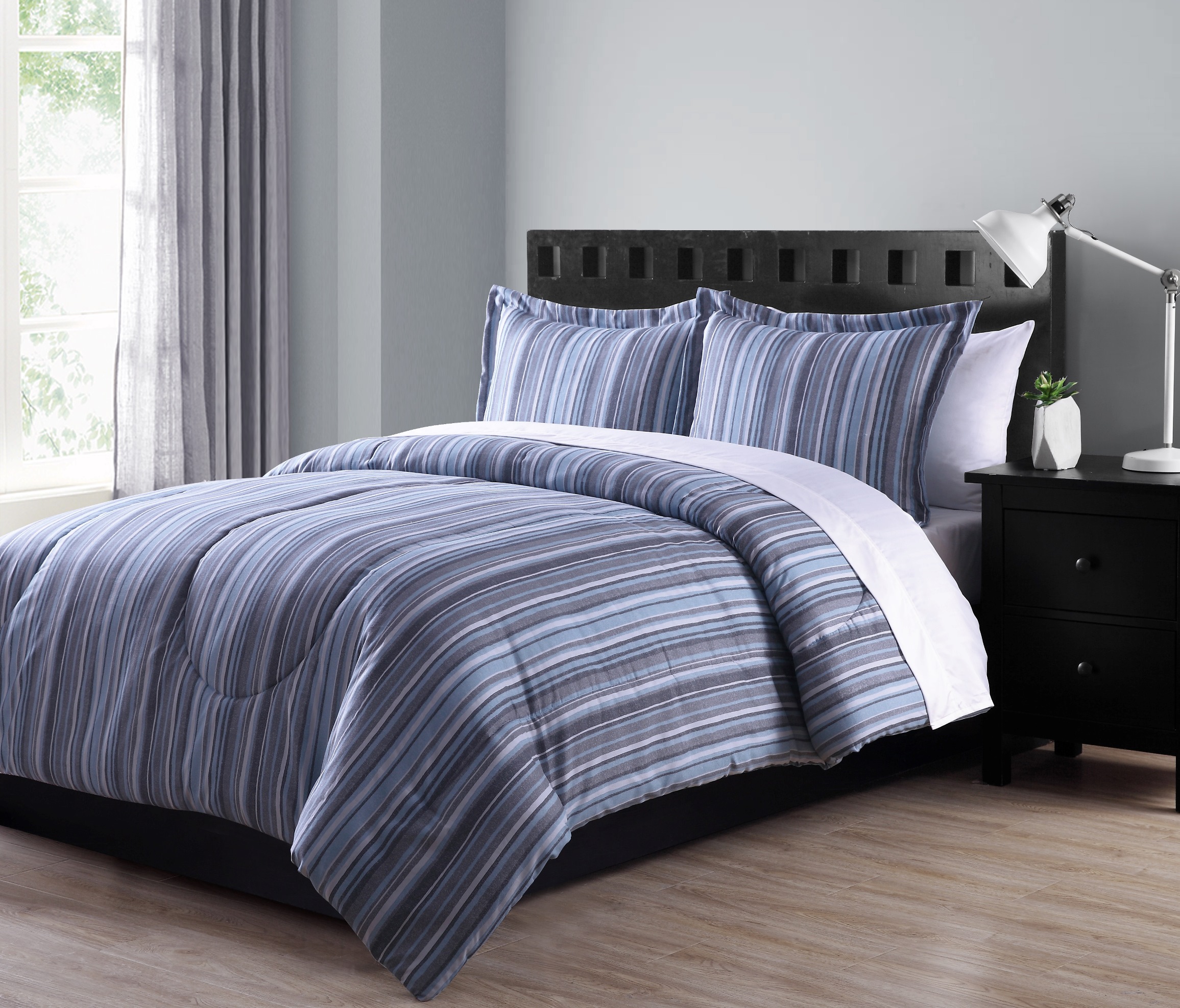 Microfiber Comforter Set – Textured Stripe