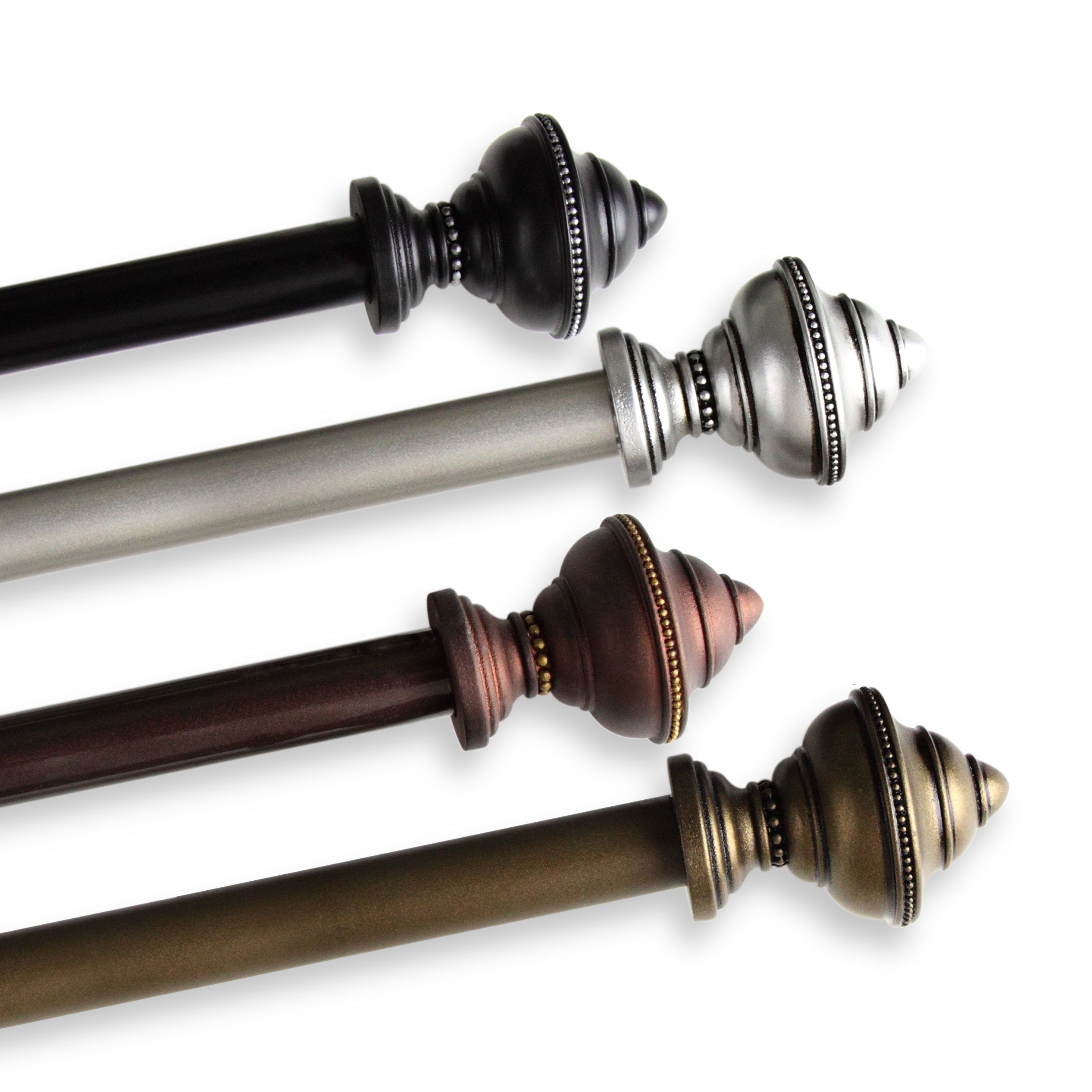 Rod Desyne 5/8 Inch Adjustable Single Curtain Rod with Palace Finials