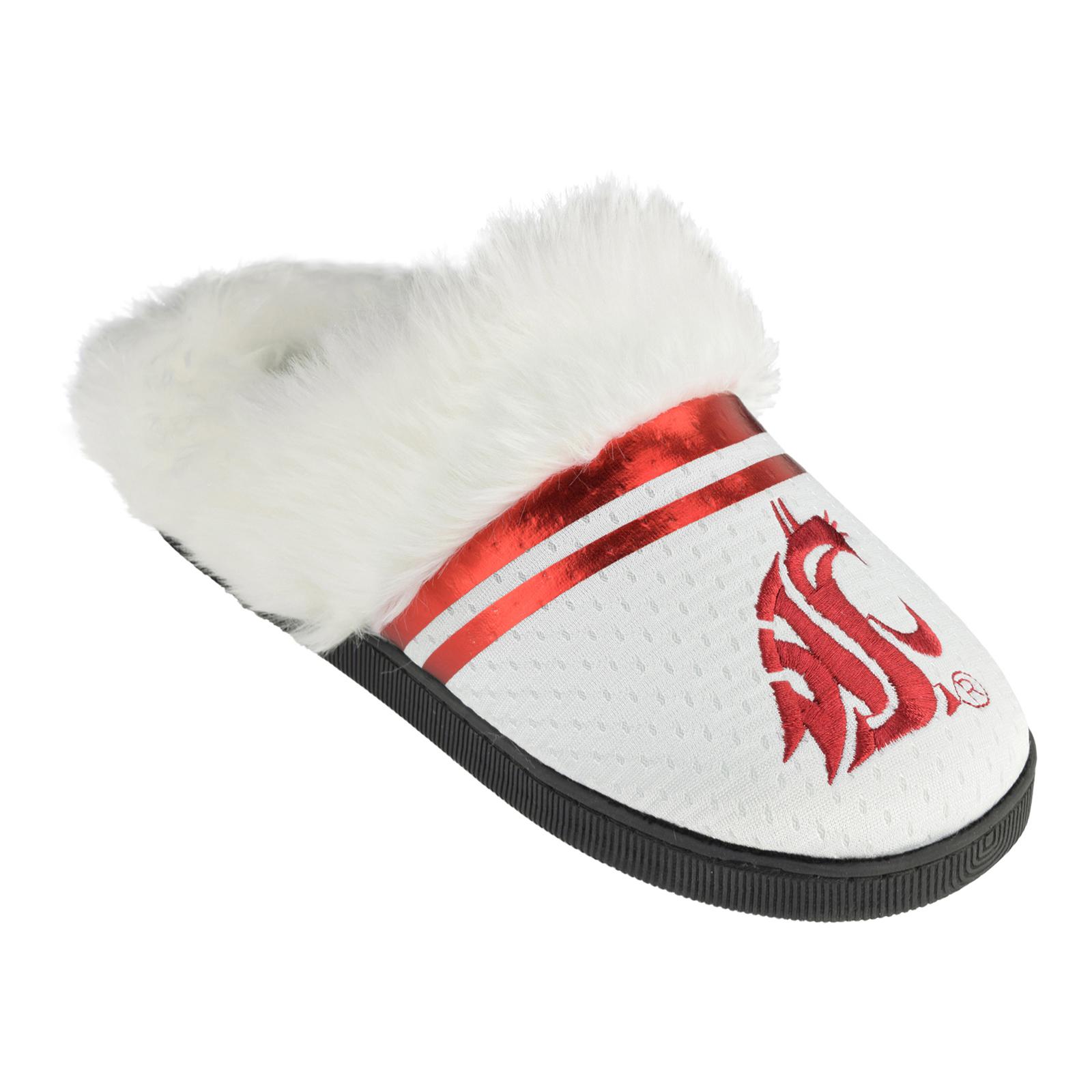 NCAA Women's Washington State University Cougars White/Red Scuff Slipper