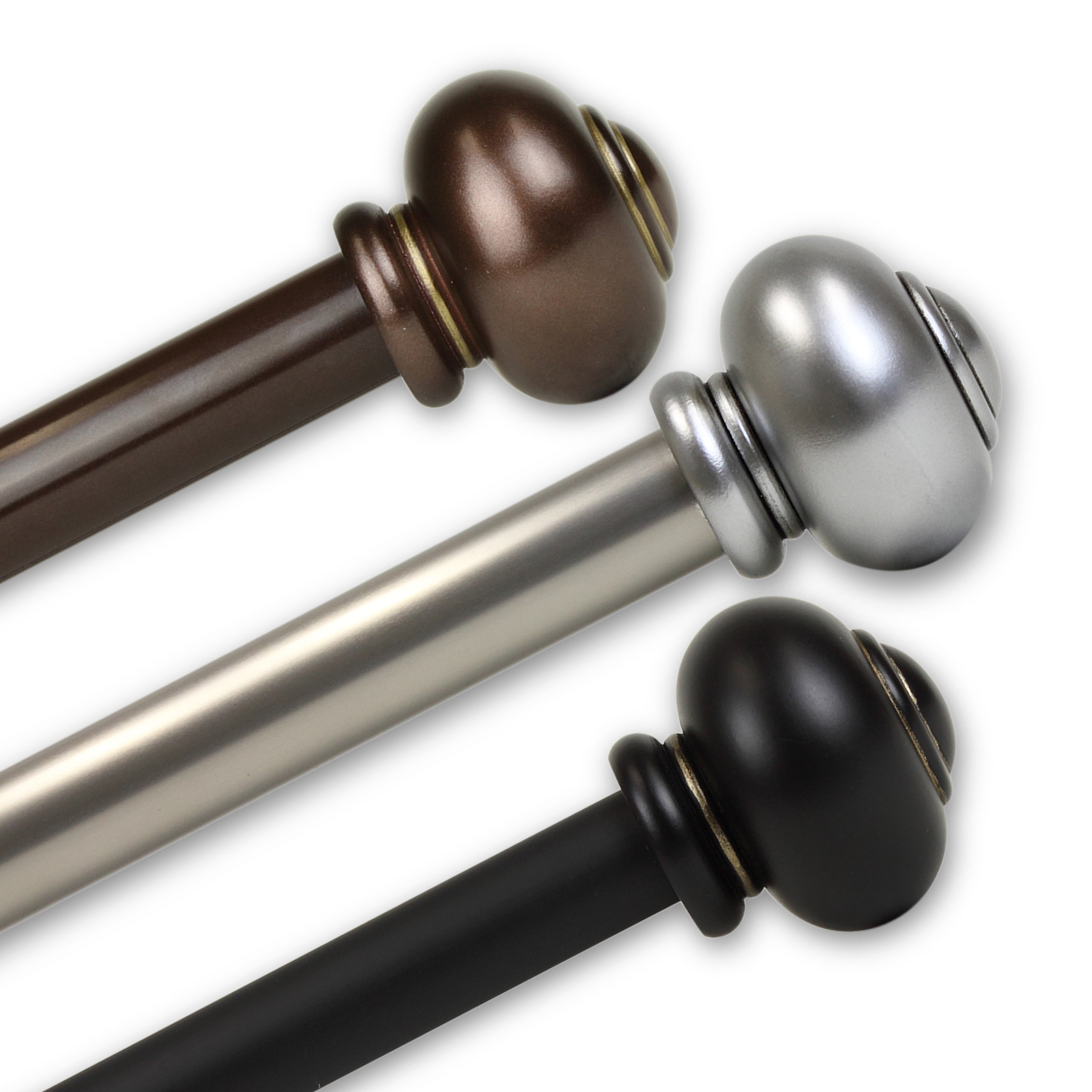 Rod Desyne 1 Inch Adjustable Single Curtain Rod with Rotunda Finials