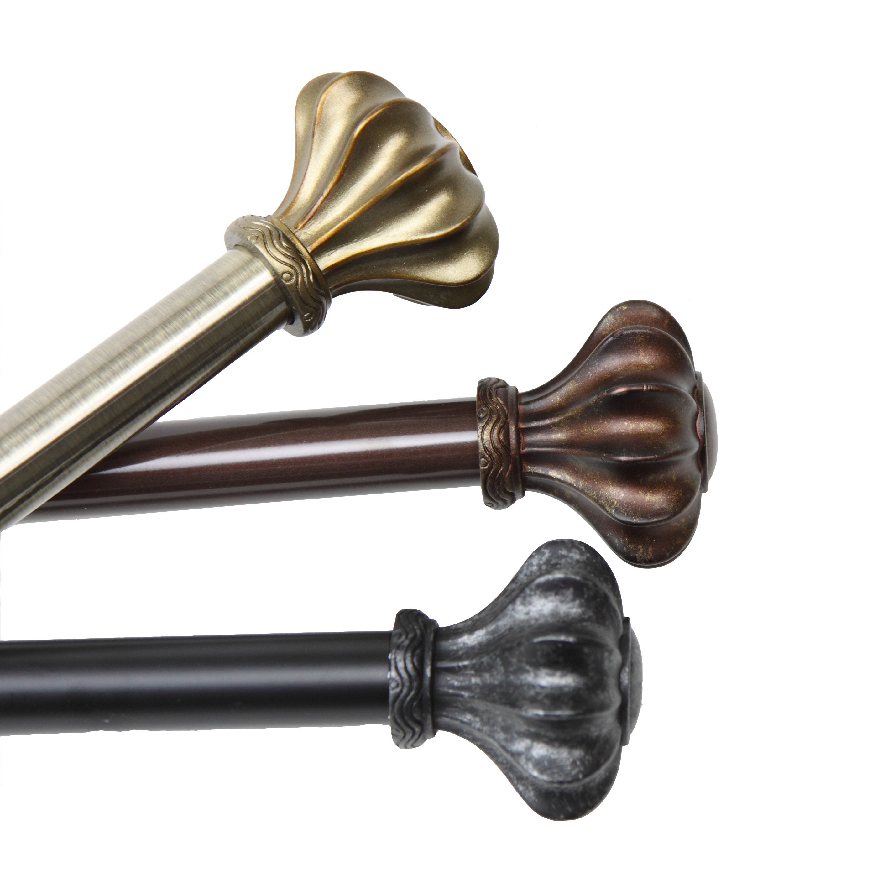 Rod Desyne 13/16 Inch Adjustable Single Curtain Rod with Flair Finials