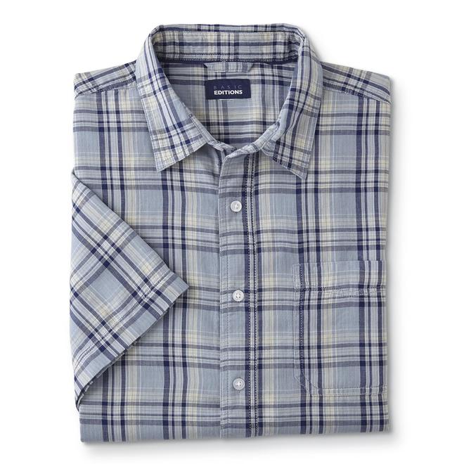 Basic Editions Men's Big & Tall Button-Front Shirt - Plaid