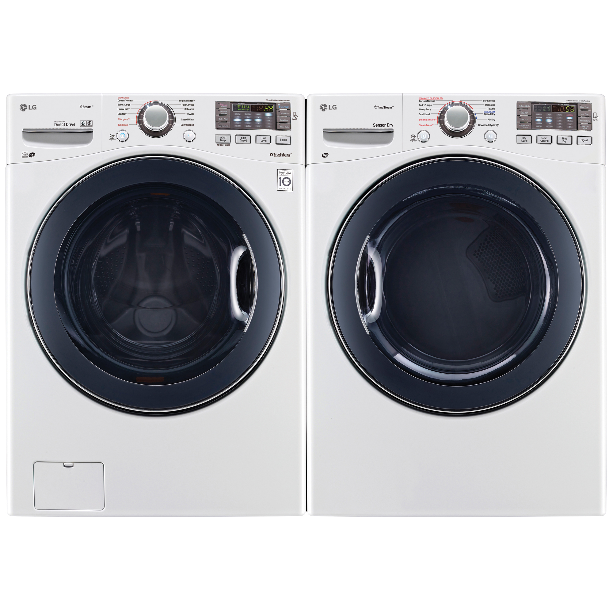 LG LG WM3770HWA 4.5 cu. ft. Front Load Washer w/Steam & 7.4 cu. ft ...