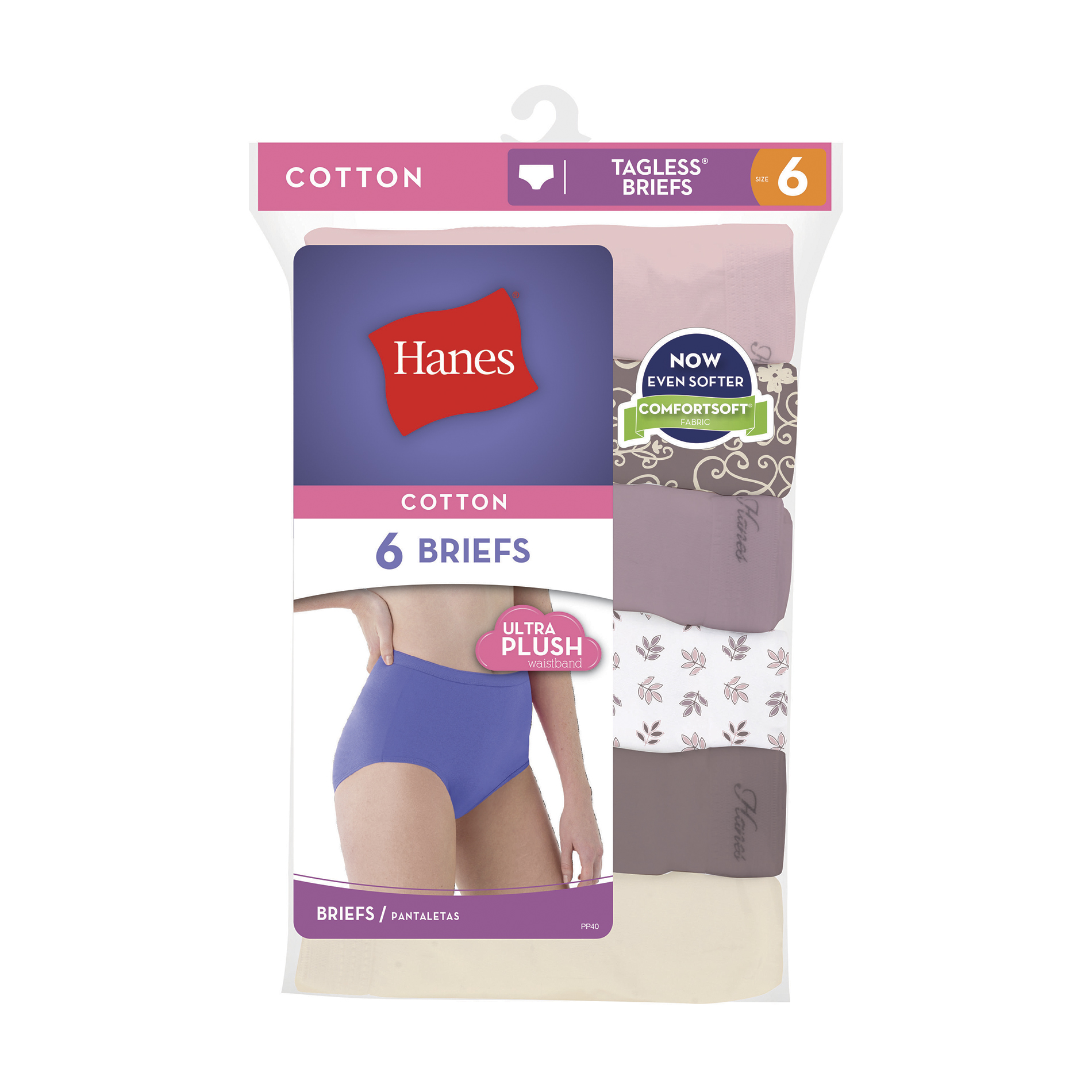 Hanes Womens 6 Pack Tagless Brief Panties Assorted