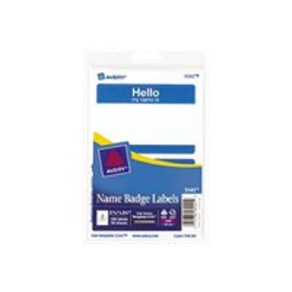 Printable Self-Adhesive Name Badges, 2 1/3 x 3 3/8, Blue "Hello", 100/Pack