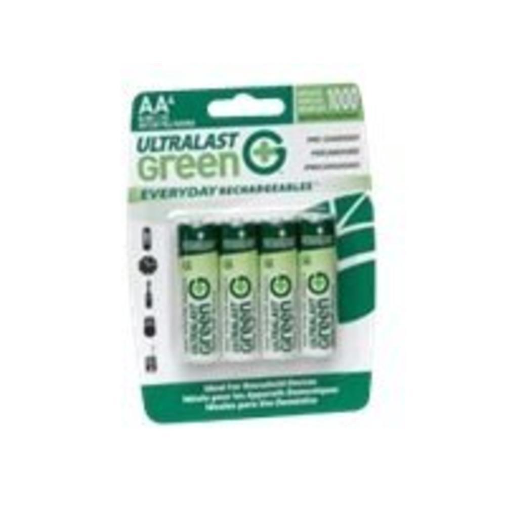 Ultralast Ulged4aa Green Everyday Rechargeables Aa Nimh Batteries, 4 Pk