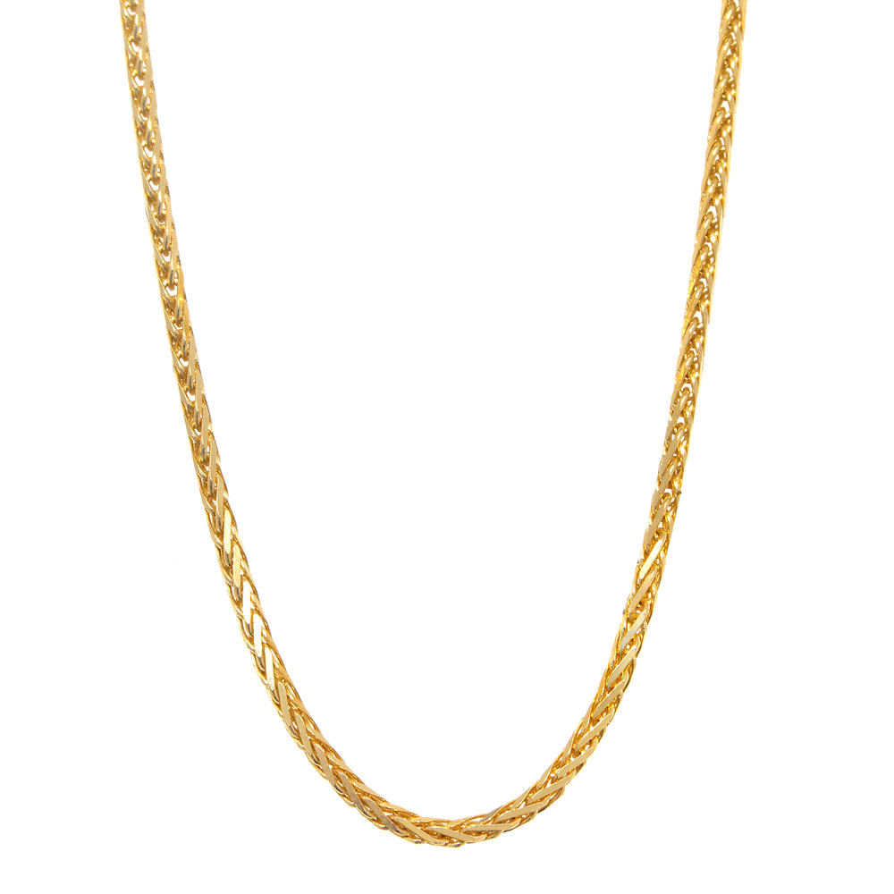 14K Yellow Gold Diamond Cut Wheat Chain, 18"