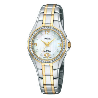 Pulsar Ladies Two Tone Stainless Steel Dress Sport White Dial Watch and ...