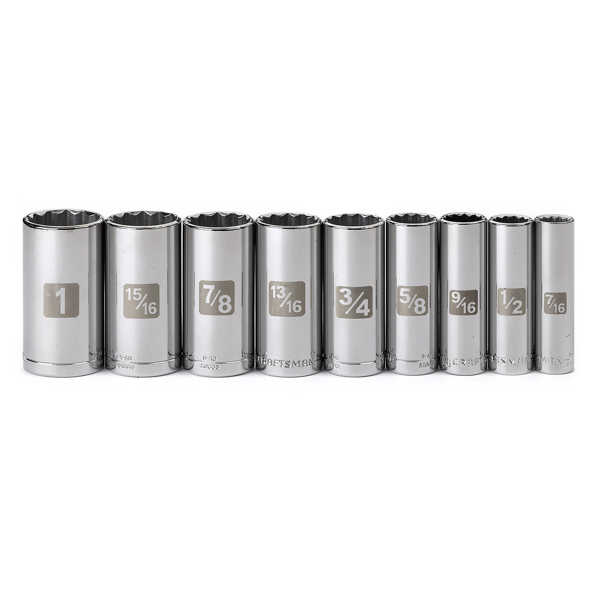 Craftsman 9 pc. 12 pt. 3/8 in. Drive Deep Easy-to-Read Socket Set Inch