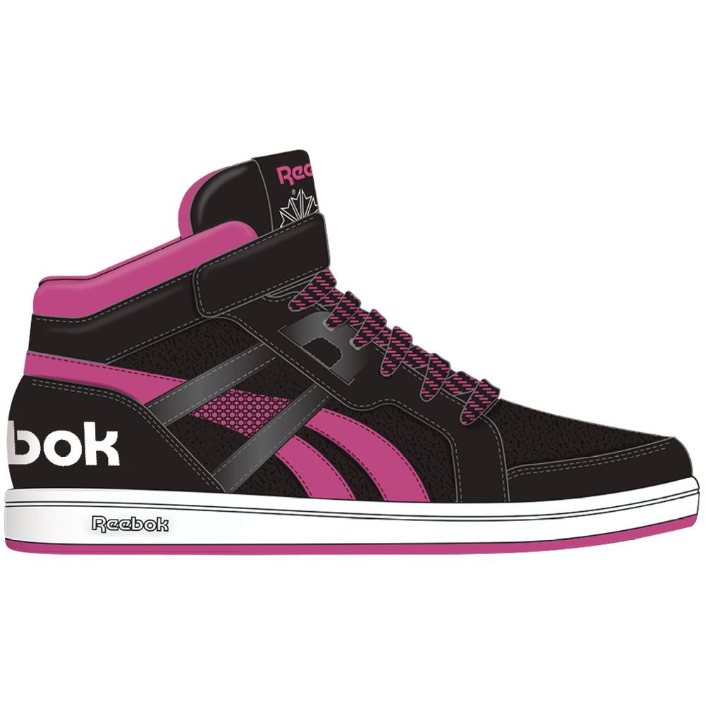 Reebok Girl's Mission Black/Pink High-Top Sneaker