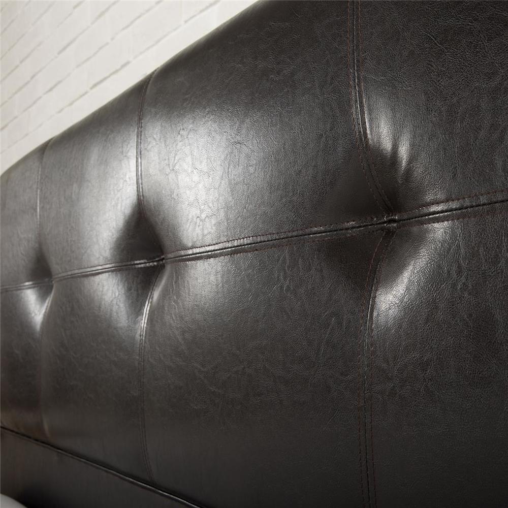 Tufted Faux Leather Platform Bed with Footboard