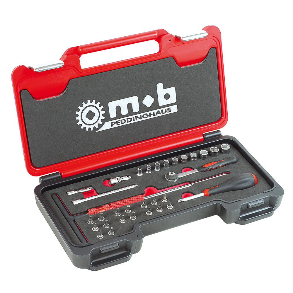 MOB Peddinghaus 33 pc. 1/4" 6 pt Socket and Ratchet set with Powerspin ...